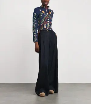 Alice + Olivia Embroidered Denim Emerson Jacket