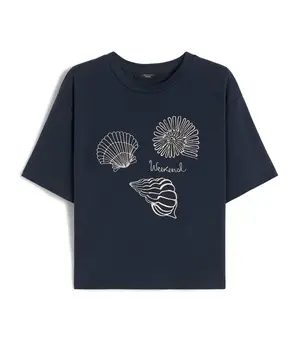 Max Mara Cotton Embroidered T-shirt - Blue