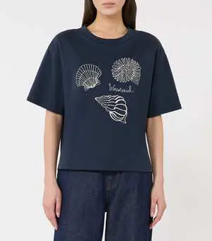 Max Mara Cotton Embroidered T-shirt - Blue