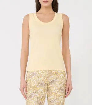 Max Mara Stretch-cotton Ribbed Tank Top - Yellow