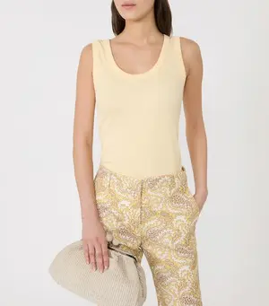 Max Mara Stretch-cotton Ribbed Tank Top - Yellow