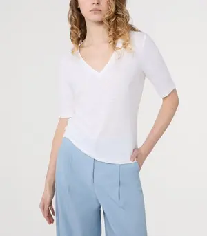 Max Mara Linen-blend V-neck T-shirt