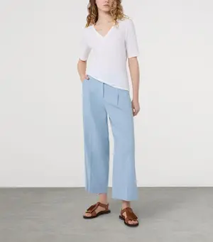 Max Mara Linen-blend V-neck T-shirt
