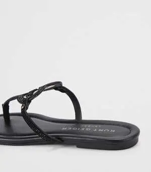 Kurt Geiger Leather Heart T-bar Sandals - Black