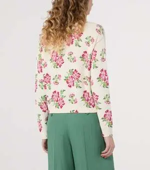 Max Mara Floral Print Cotton Sweater - White