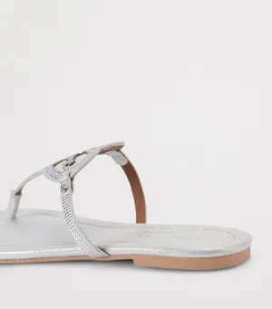 Kurt Geiger Leather T-bar Sandals - Silver