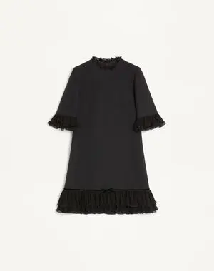 Valentino Garavani Crepe Couture Short Dress With Pleated Ruffles