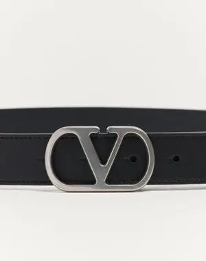 Valentino Garavani Vlogo Signature Calfskin Belt - Black