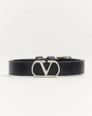 Valentino Garavani Vlogo Signature Grainy Calfskin Bracelet - Black