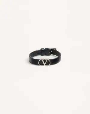 Valentino Garavani Vlogo Signature Grainy Calfskin Bracelet - Black