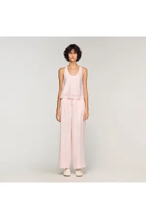 Sandro Wide-leg Satin Trousers - Pink