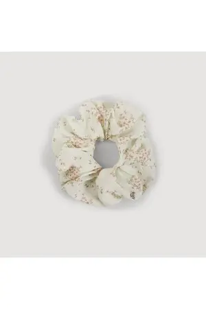 Sandro Floral Print Cotton Scrunchie Green