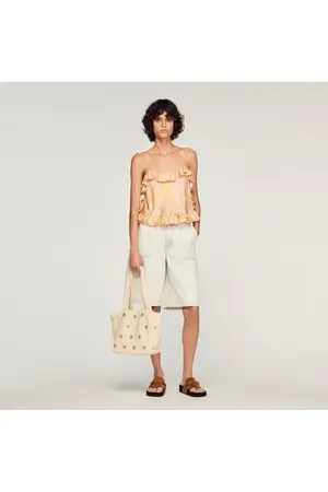 Sandro Crochet Mesh Bag With Charms