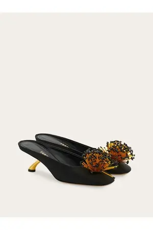 FERRAGAMO S-shaped Heel Mule - Black