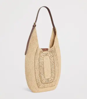 ANYA HINDMARCH Raffia Shoulder Bag With Leather Trim And Bow Detail