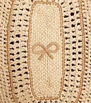 ANYA HINDMARCH Raffia Shoulder Bag With Leather Trim And Bow Detail