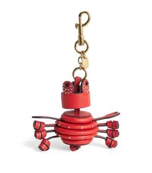 ANYA HINDMARCH Raffia Leather-detail Crab Keyring - Orange