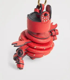 ANYA HINDMARCH Raffia Leather-detail Crab Keyring