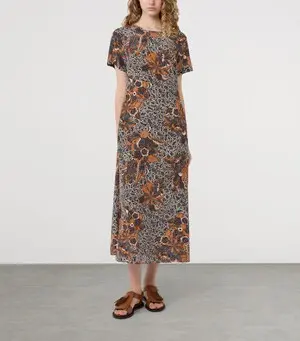 Max Mara Silk Crepe De Chine Midi Dress - Blue
