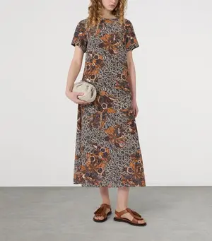 Max Mara Silk Crepe De Chine Midi Dress - Blue