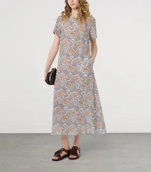 Max Mara Silk Floral Print Midi Dress