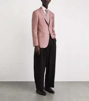 Brioni Wool-silk-linen Check Blazer
