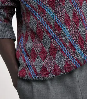Dries Van Noten Argyle Open-collar Sweater