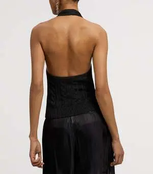 Ralph Lauren Silk Cable-knit Halterneck Top