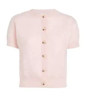 Soft Goat Cashmere Short-sleeve Cardigan