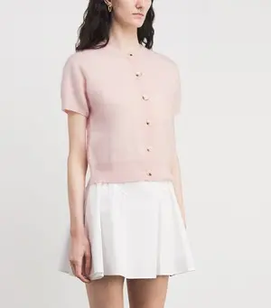 Soft Goat Cashmere Short-sleeve Cardigan