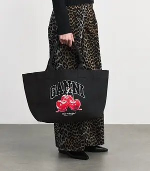 GANNI Cherry Printed Medium Tote Bag