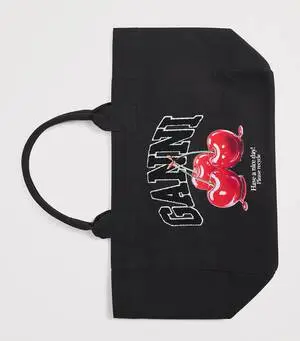GANNI Cherry Printed Medium Tote Bag