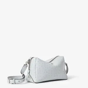 Fendi Lui Medium Ostrich Leather Bag - Grey