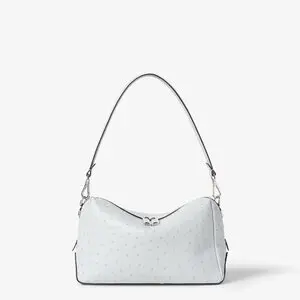 Fendi Lui Medium Ostrich Leather Bag - Grey