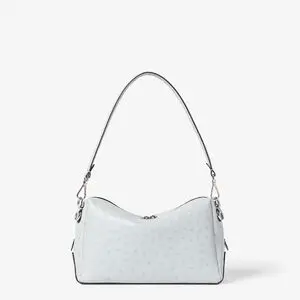 Fendi Lui Medium Ostrich Leather Bag - Grey