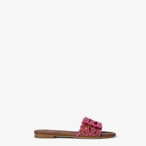 Fendi Baguette Nappa Leather Slides - Brown