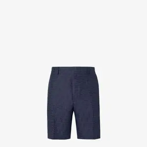 Fendi FF Jacquard Linen Bermuda Shorts Blue
