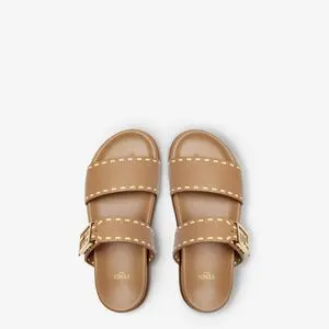 Fendi Ff Baguette Leather Slides