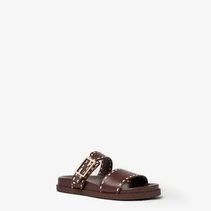 Fendi Ff Baguette Leather Slides