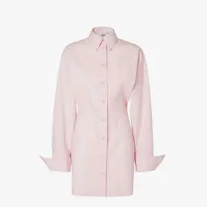 Fendi Embroidered Cotton Poplin Shirt Dress - Pink
