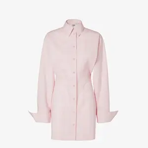 Fendi Embroidered Cotton Poplin Shirt Dress Pink