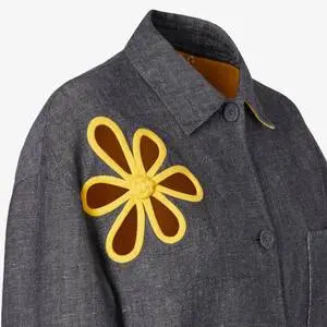 Fendi Cropped Denim Jacket With Ajour Motif