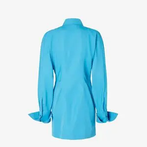 Fendi Fitted Shirt Dress With Embroidered Logo - Light Blue
