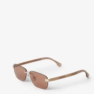 Fendi Rimless Sunglasses With Ff Motif Hinges - Brown