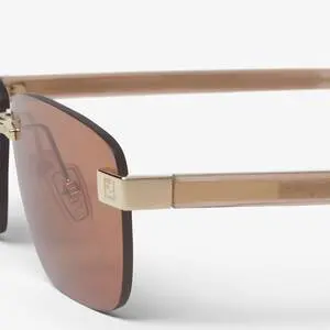 Fendi Rimless Sunglasses With Ff Motif Hinges - Brown