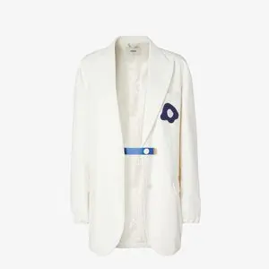 Fendi Technical Canvas Single-breasted Jacket With Removable Brooch - White