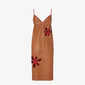 Fendi Nappa Leather Dress With Ajour Motif - Brown