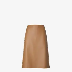 Fendi Grained Leather Midi Skirt - Brown