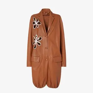 Fendi Tailored Nappa Leather Overcoat With Ajour Motif