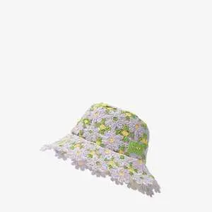 Fendi Floral Crochet Raffia Bucket Hat